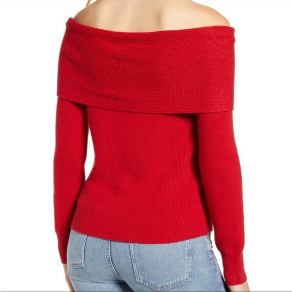 Leith | Sweaters | Leith Red Off The Shoulder Sweater Size Small Nwot ...